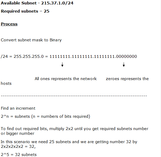 Class C Subnetting Example